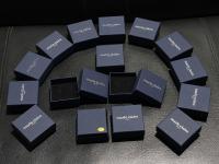 China Customized  Navy Blue Paper Jewelry Box Logo color -Use to Ring Earring Pendant Bracelet Necklace for sale