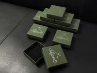 China Customs Dark Green Paper Jewelry Box -Use to Earring Pendant Bracelet Necklace for sale