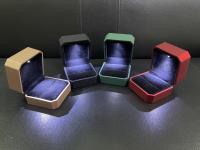 China Customized Your Logo- Luxury Champagne Octagonal LED Ring Box for sale