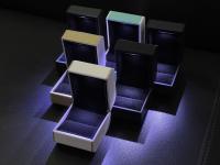China Customized Your Logo-Gold Pu Leather LED Ring Box for sale