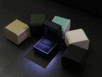 China Customized Your Logo-Gold Pu Leather LED Ring Box for sale