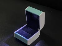 China Customized Your Logo-Azure Pu Leather LED Ring Box for sale