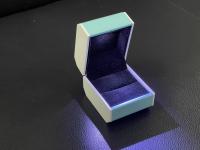 China Customized Your Logo-Azure Pu Leather LED Ring Box for sale