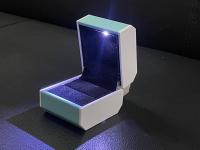 China Customized Your Logo-Azure Pu Leather LED Ring Box for sale
