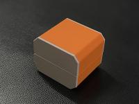 China Customized Your Logo-Orange Pu Leather LED Ring Box for sale