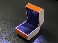 China Customized Your Logo-Orange Pu Leather LED Ring Box for sale