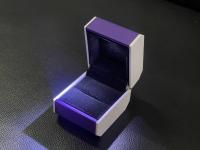 China Customized Your Logo-Purple Pu Leather LED Ring Box for sale
