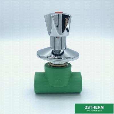 China 32mm Plastic PPR Stop Valve With Chrome Plated Pentagon Handle for sale