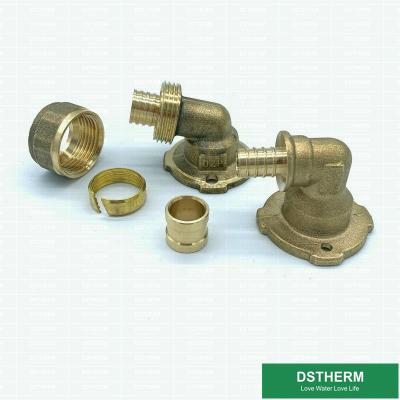 China Plastic Box Slide Brass PEX Pipe Fittings 105 Degrees Elbow Customized Logo for sale