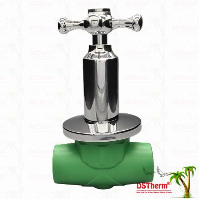 China PPR Chrome Plated Luxury Ball Valve With Cross Handle Copper Core Brass Cartridge for sale