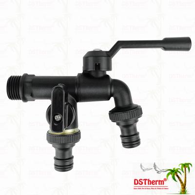 China Double Outlet Garden Bibcocks Brass Faucet Brass Tap Valve Water Tap 1/2