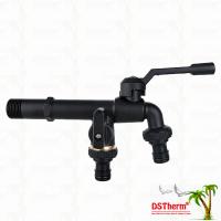 China Long Spoute Heavy-duty Brass Double Outlet Tap Extended Body Faucets Brass Faucet 1/2