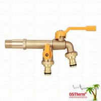 China Long Spoute Heavy-duty Brass Double Outlet Tap Extension Tap Brass Bibcock 1/2