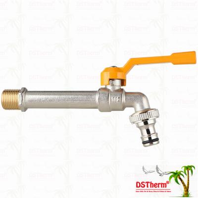 China Long Spoute Heavy-Duty Nickel Plated Single Outlet Tap Extension Tap Brass Faucet 1/2