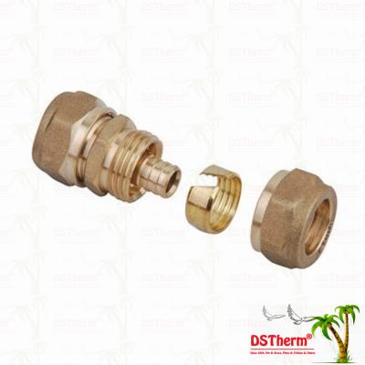China Equal Threaded Coupling Pex Brass Fittings Brass Color Customized Logo Screw Fittings Middle Weight for sale