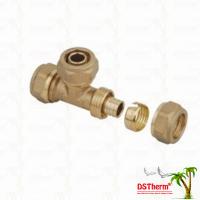 China Equal Threaded Tee Pex Brass Fittings Brass Color Customized Logo Screw Fittings Middle Weight for sale