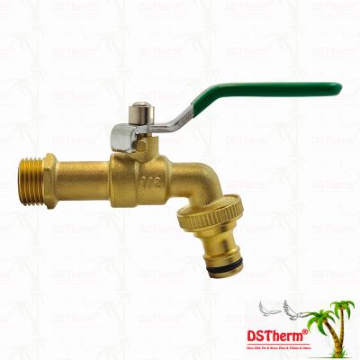 China Gold Plated Heavy Duty Classic Green Iron Handle Bibcocks Water Spout Faucet Water Tap Spigot 1/2