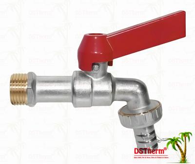 China Nickel Plated Heavy Duty Classic Straight Aluminum Handle Bibcocks Water Spout Faucet Water Tap Spigot 1/2