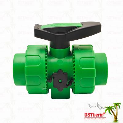 China Lockable Zero Metal Zero Leakage PPR Double Union Ball Valve Plastic Double Union Ball Valve for sale