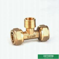 China Male Threaded Tee Pex Fittings Brass Color Screw Fittings Customized Designs And Weight for sale