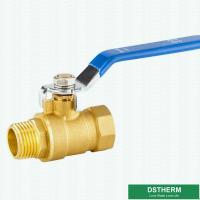China Blue Steel Handle Male Female Threaded Forged Brass Ball Valve With CW617N Material. for sale