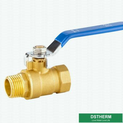 China Blue Steel Handle Male Female Threaded Forged Brass Ball Valve With CW617N Material. for sale