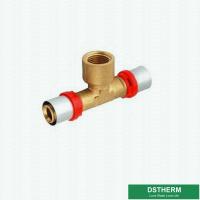 China Customized Logo Female Tee Compression Double Straight Brass Press Union Fittings For Pex Aluminum Pex Pipe for sale