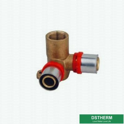 China Female Wall Plated  Threaded Elbow Compression Double Straight Brass Press Union Fittings For Pex Aluminum Pex Pipe for sale