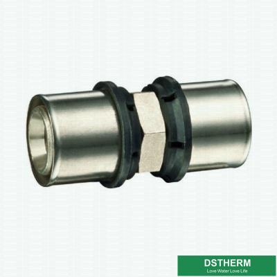 China Equal Threaded Coupling Compression Double Straight Brass Press Union Fittings For Pex Aluminum Pex Pipe for sale