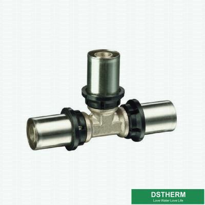 China Equal Threaded Tee Compression Double Straight Brass Press Union Fittings For Pex Aluminum Pex Pipe for sale