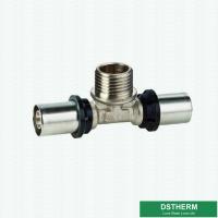 China Male Threaded Tee Compression Double Straight Brass Press Union Fittings For Pex Aluminum Pex Pipe for sale