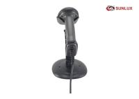 China 1D Laser Automatic Barcode Scanner Handfree Type Black Outer Shell With Stand for sale