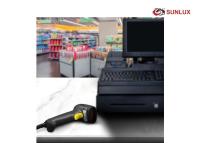China ABS PC Case Desktop 2D Barcode Scanner With Stand Super Long Scan Depth for sale