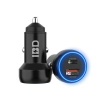 China Smart 60W Dual Port PD QC Fast Car Charger with LED Ambient Light 12-24V for sale