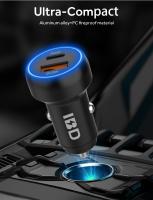 China Smart 60W Dual Port PD QC Fast Car Charger with LED Ambient Light 12-24V for sale