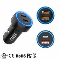 China Smart 60W Dual Port PD QC Fast Car Charger with LED Ambient Light 12-24V for sale