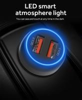 China 36W 2 Ports PD Dual USB Fast Car Charger with Blue LED Ring 12-24V for sale