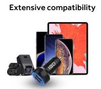 China 36W 2 Ports PD Dual USB Fast Car Charger with Blue LED Ring 12-24V for sale