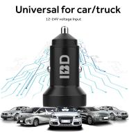 China 36W 2 Ports PD Dual USB Fast Car Charger with Blue LED Ring 12-24V for sale