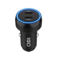 China 54W Dual PD USB Car Charger Fast Charging 24W 30W Aluminum Alloy 12-24V for sale