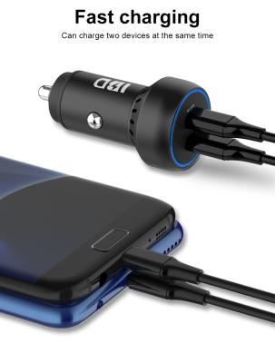 China 60W 12V Dual USB Type C PD Car Charger Fast Charging Adapter 2 Ports 30W Each for sale