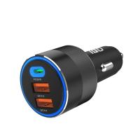 China 66W 3-Port QC3.0 PD Car Charger with Blue LED Light 12-24V Input for sale