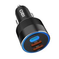 China 66W 3-Port QC3.0 PD Car Charger with Blue LED Light 12-24V Input for sale