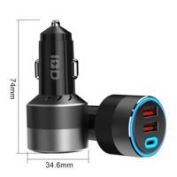 China 66W 3-Port QC3.0 PD Car Charger with Blue LED Light 12-24V Input for sale