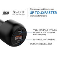 China 95W Mobile Phone Car Charger 65W Fast Charging USB C PD QC 3.0 Aluminum Alloy for sale