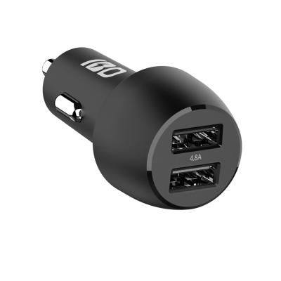 China IBD 24W Dual Port Smart Car Charger 4.8A Max CE FCC RoHS PC V0 Fireproof for sale
