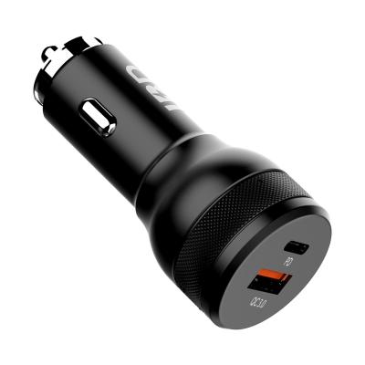 China 63W Dual USB Car Fast Charger QC3.0 PD 45W for Samsung Note 10+ MacBook Charging Aluminum for sale