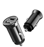 China 15W 5V 3.1A Dual USB Car Charger Adapter 12V-24V Aluminum Alloy Smart Mobile Phone Charger for sale