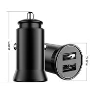 China 15W 5V 3.1A Dual USB Car Charger Adapter 12V-24V Aluminum Alloy Smart Mobile Phone Charger for sale