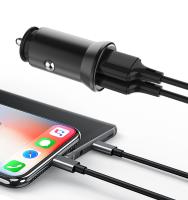 China 15W 5V 3.1A Dual USB Car Charger Adapter 12V-24V Aluminum Alloy Smart Mobile Phone Charger for sale